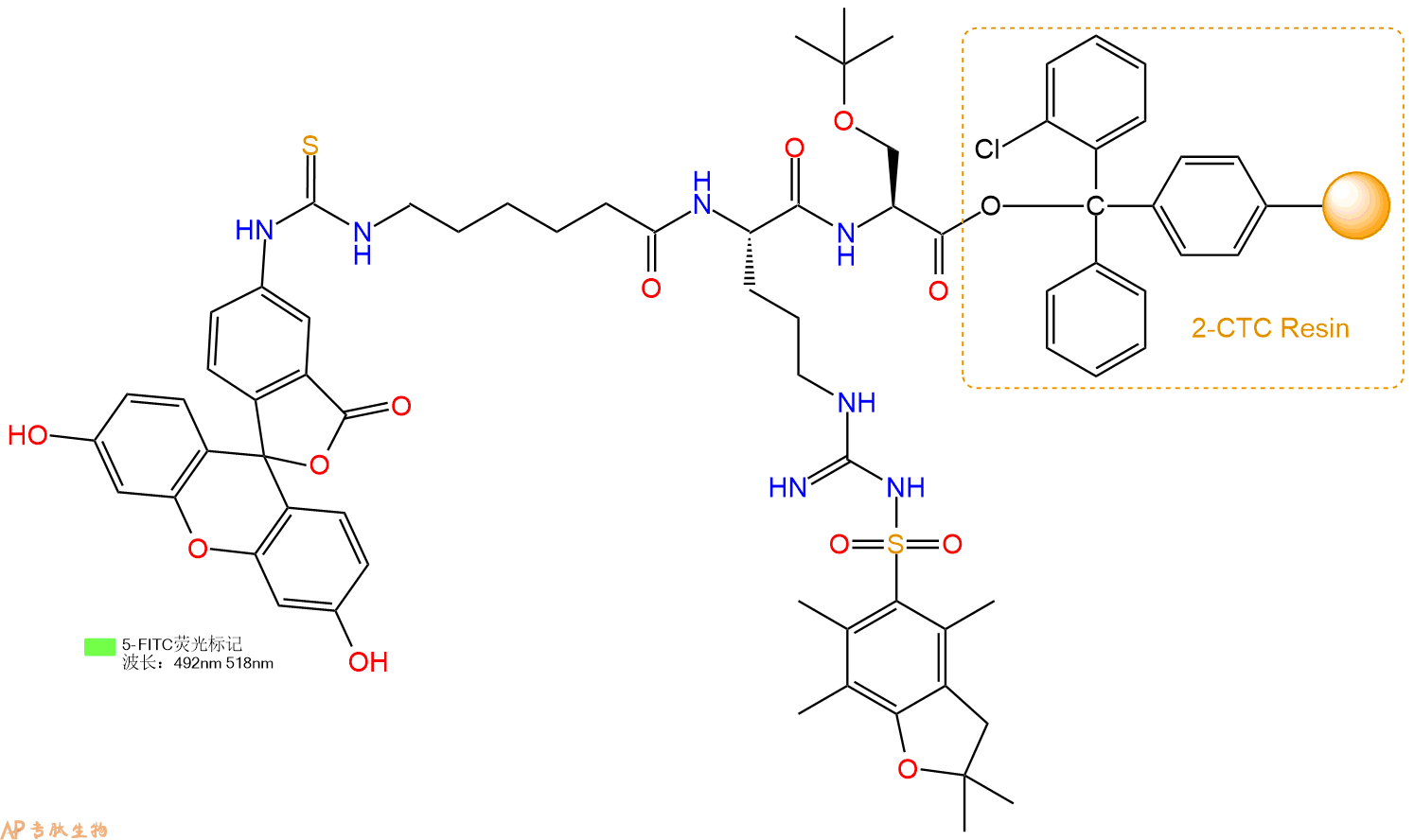 三肽FITC-Acp-Arg-Ser_5FITC-Ahx-Arg-Ser-OH_5FITC-Ahx-RS-OH_氨基酸衍生物肽_ FAM ...
