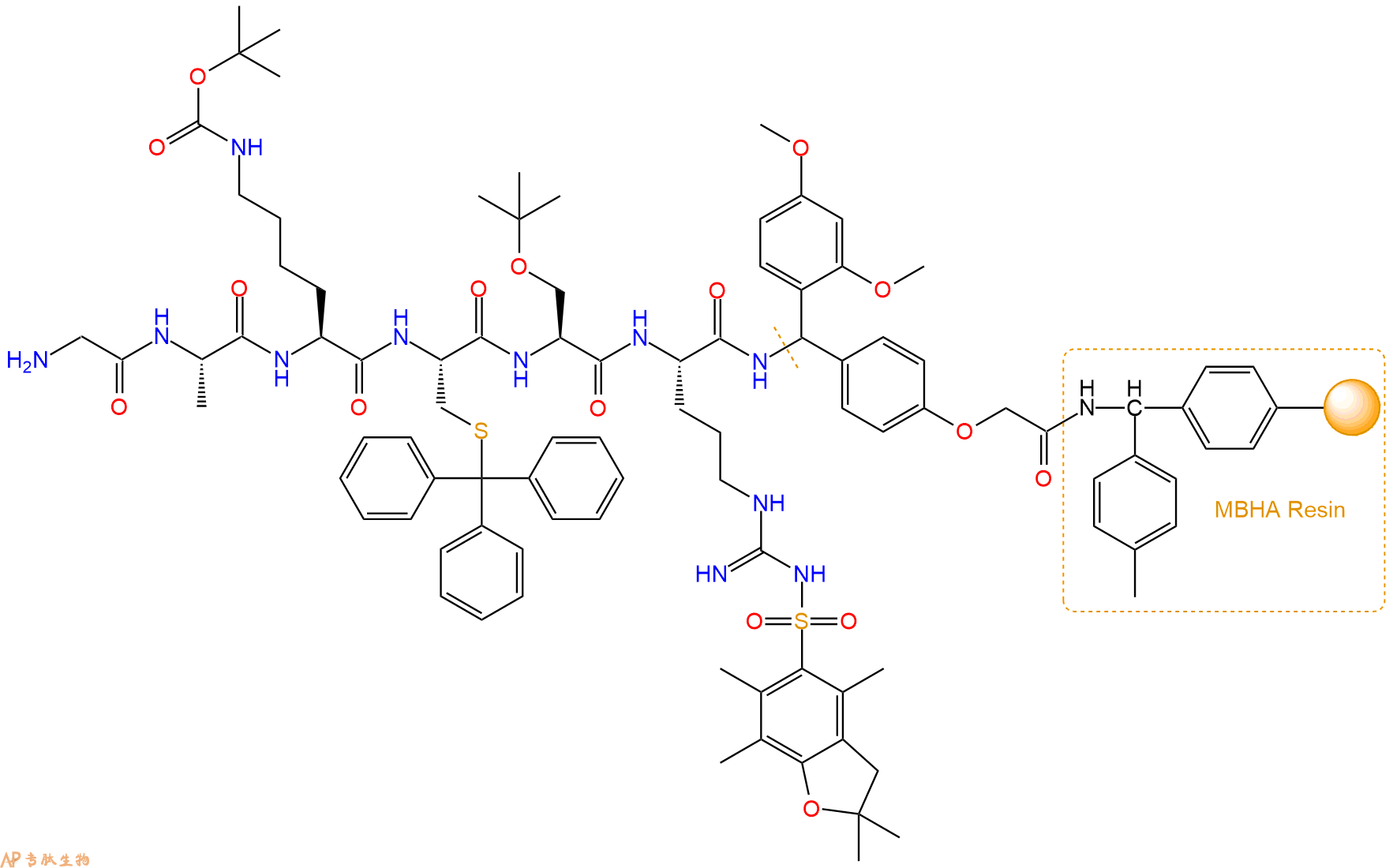 六肽Gly-Ala-Lys-Cys-Ser-Arg-NH2_H2N-Gly-Ala-Lys-Cys-Ser-Arg-CONH2_H2N ...