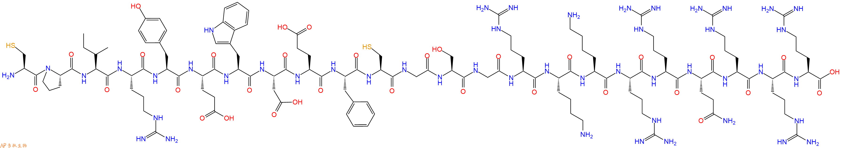 二十三肽CPIRYEWDEFCGSGRKKRRQRRR_H2N-Cys-Pro-Ile-Arg-Tyr-Glu-Trp-Asp-Glu-Phe ...
