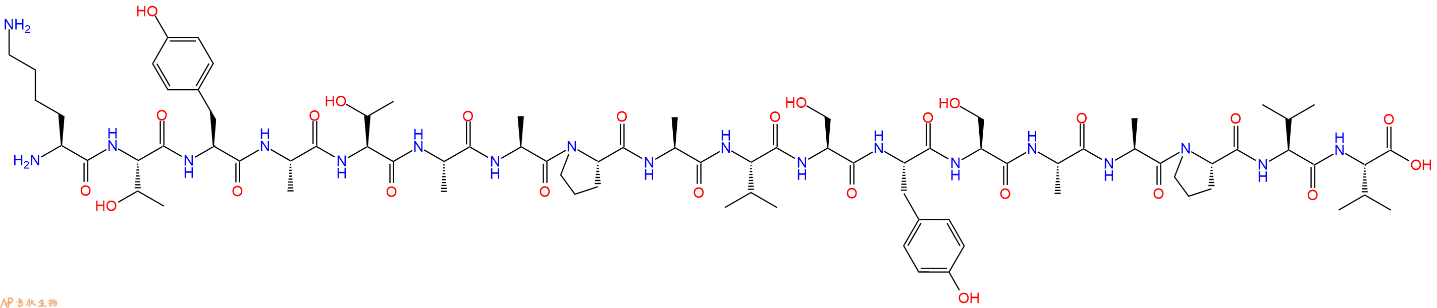 十八肽KTYATAAPAVSYSAAPVV_H2N-Lys-Thr-Tyr-Ala-Thr-Ala-Ala-Pro-Ala-Val-Ser ...