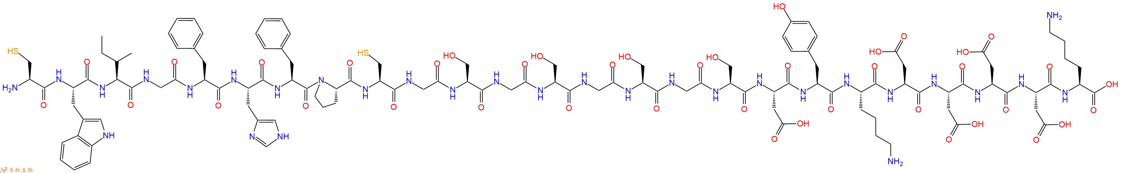 H2N-Cys-Trp-Ile-Gly-Phe-His-Phe-Pro-Cys-Gly-Ser-Gly-Ser-Gly-Ser-Gly-Ser ...