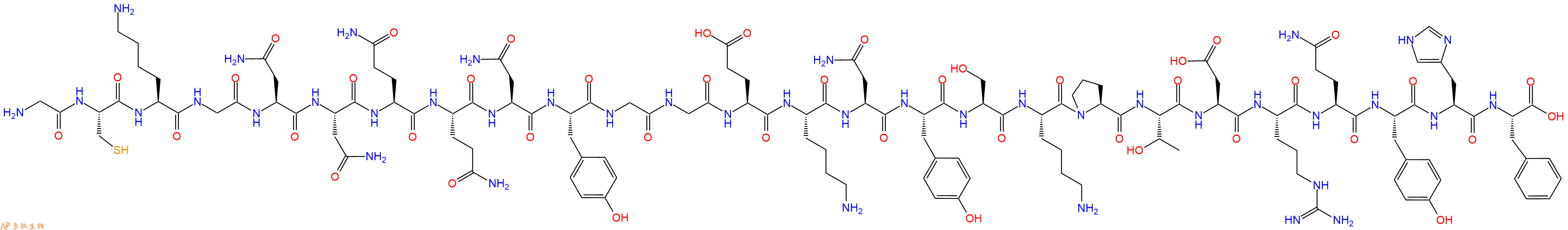 H2N-Gly-Cys-Lys-Gly-Asn-Asn-Gln-Gln-Asn-Tyr-Gly-Gly-Glu-Lys-Asn-Tyr-Ser ...