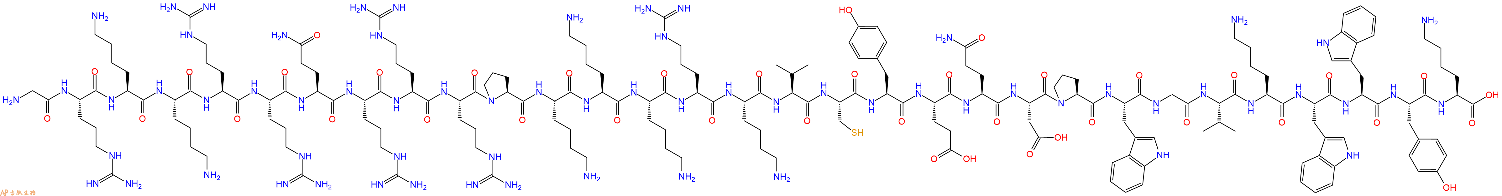 H2N-Gly-Arg-Lys-Lys-Arg-Arg-Gln-Arg-Arg-Arg-Pro-Lys-Lys-Lys-Arg-Lys-Val ...