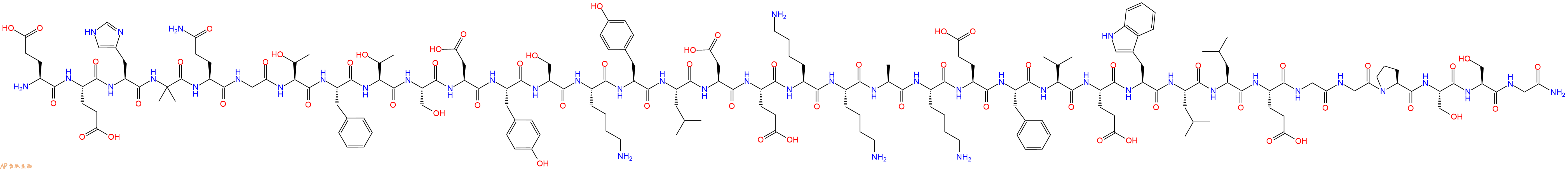 H2N-Glu-Glu-His-Aib-Gln-Gly-Thr-Phe-Thr-Ser-Asp-Tyr-Ser-Lys-Tyr-Leu-Asp-Glu-Lys-Lys-Ala-Lys-Glu ...